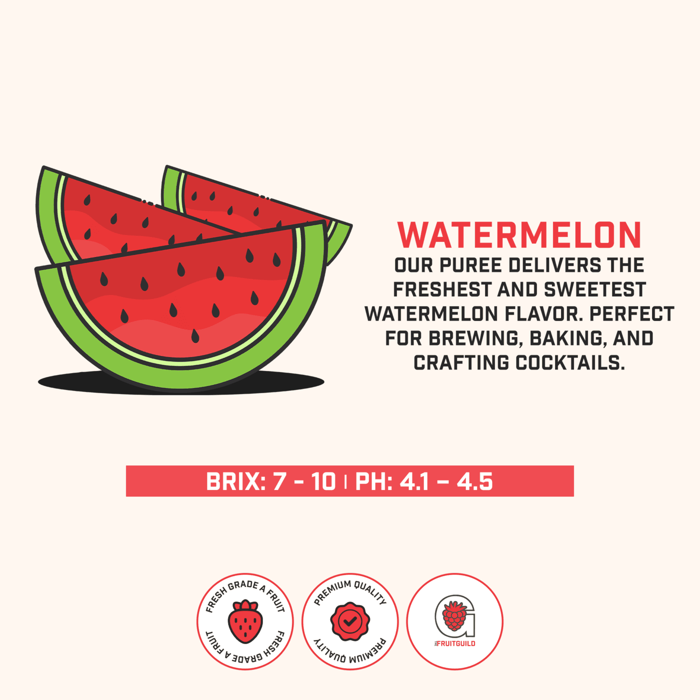Watermelon Aseptic Fruit Puree - 400 lb Drum or 40 lb Case