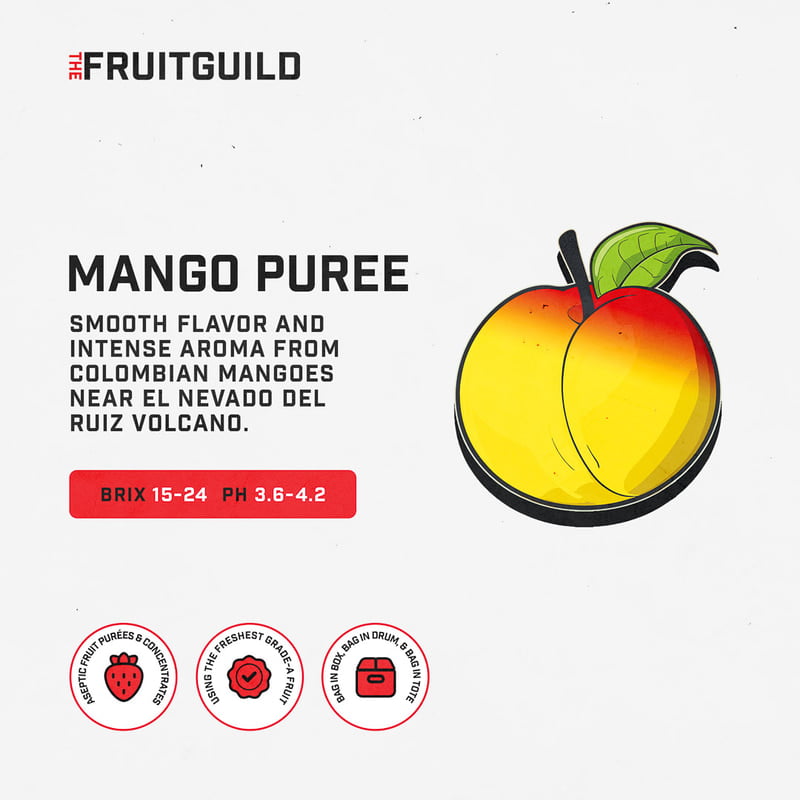 Mango Aseptic Fruit Puree - 400 lb Drum or 45 lb Case