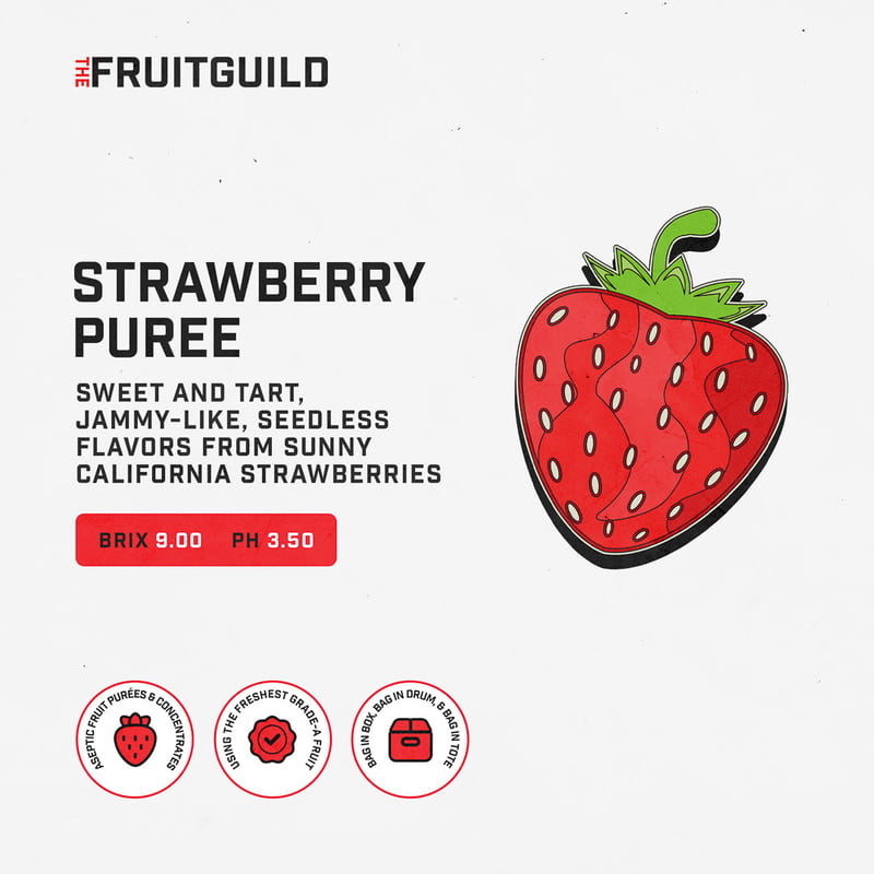 Strawberry Aseptic Fruit Puree - 400 lb Drum or 45 lb Case